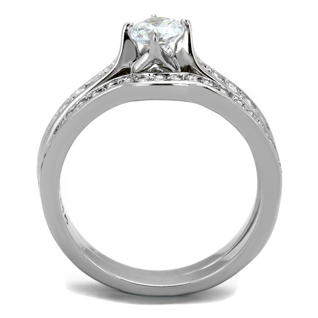 Marimor Jewelry .75 Carat Cubic Zirconia Stainless Steel 316 Wedding Ring Set Women's Size 10