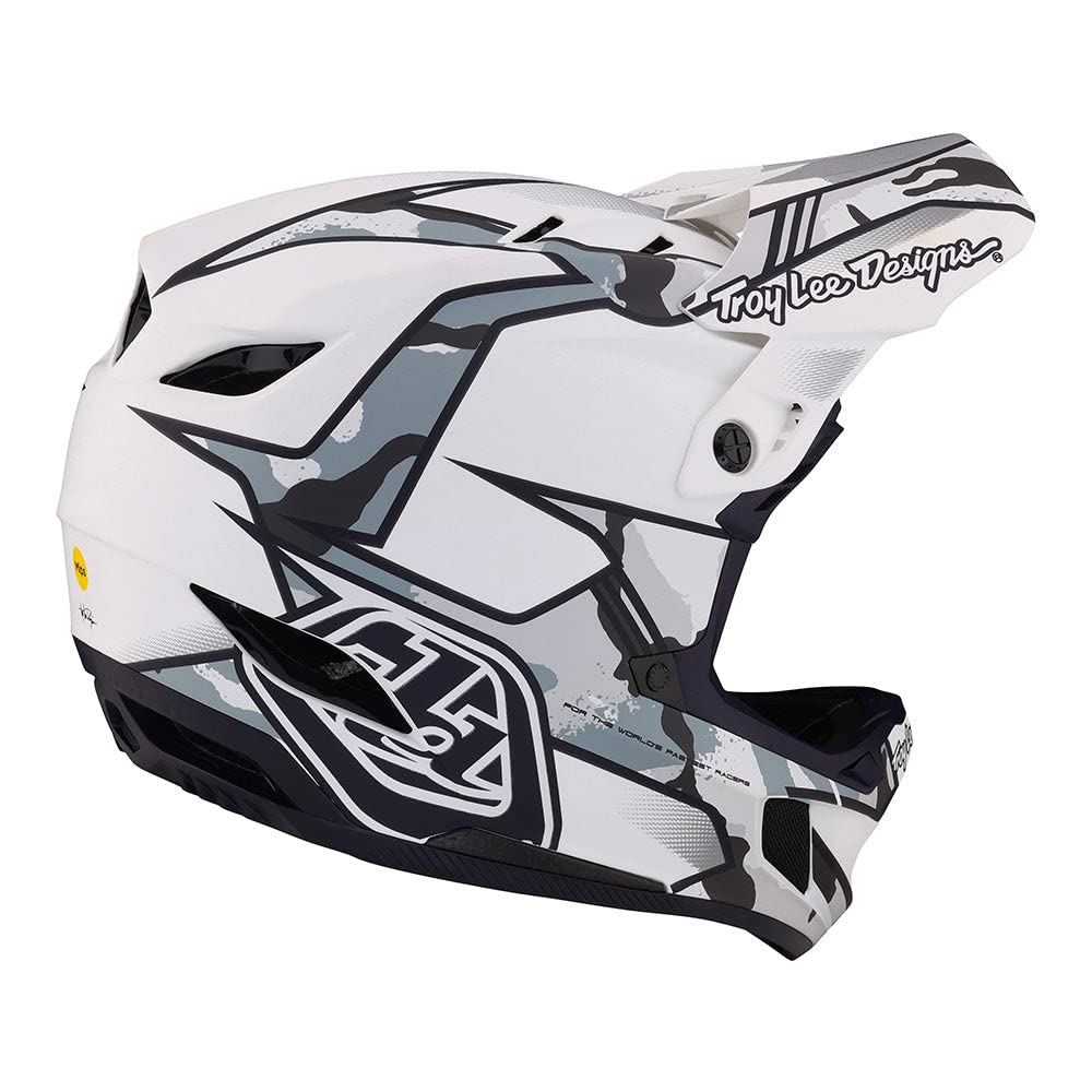 Troy Lee Designs Downhill D4 Composite Matrix Camo Full Face Bicycle Helmet for Max Ventilation Lightweight MIPS EPP EPS Racing Downhill BMX MTB DH - Adult Mens Womens Unisex (White, SM)