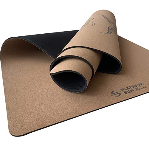 Luxury Cork Yoga Mat - Non Slip Soft Thick Long Wide Mats For Hot Yoga - Gemini (73" x 25" x 5mm)