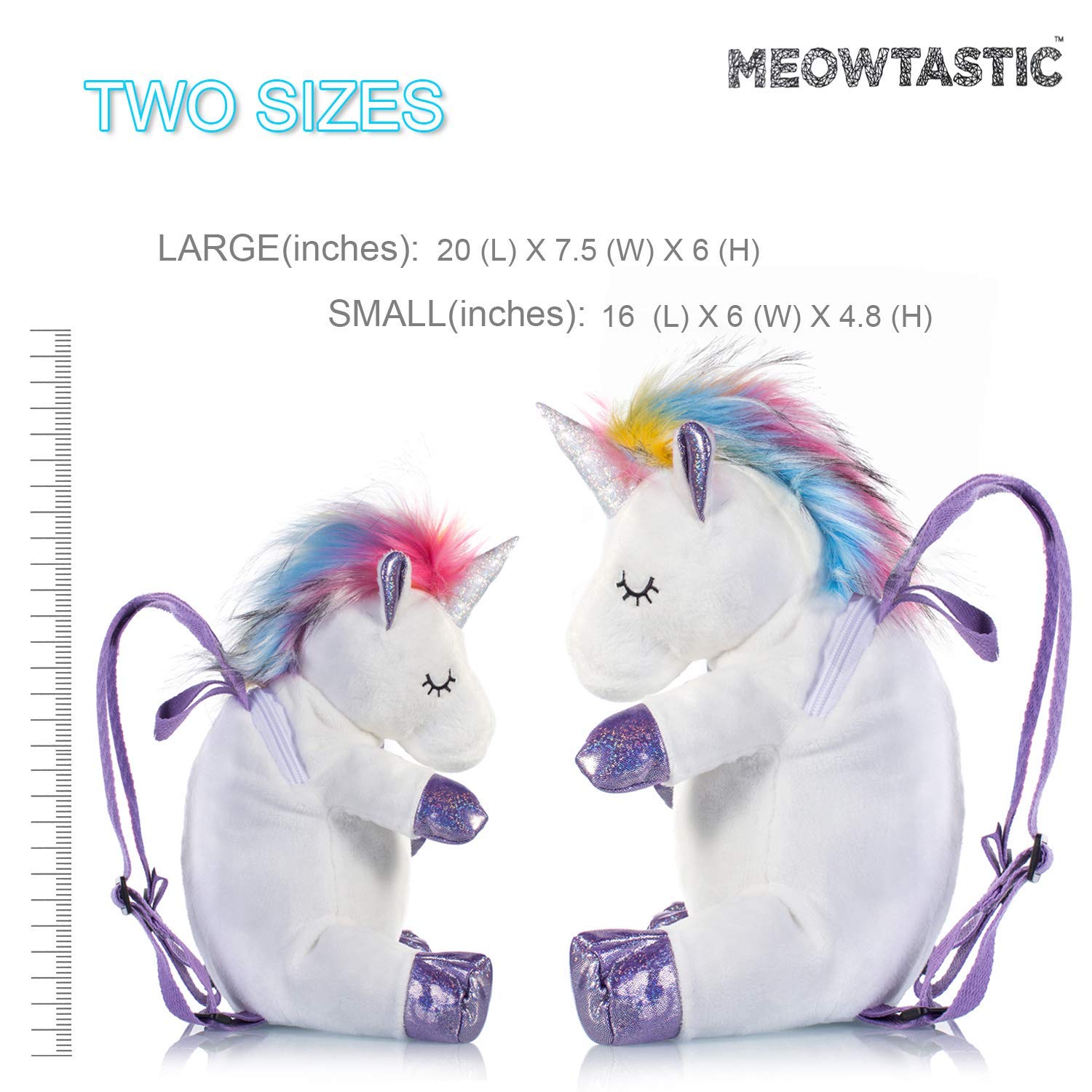 meowtastic Toddler Backpack, Kids Backpack Super Cute Small Mini Unicorn Plush 16" Backpack for Girls Boys…