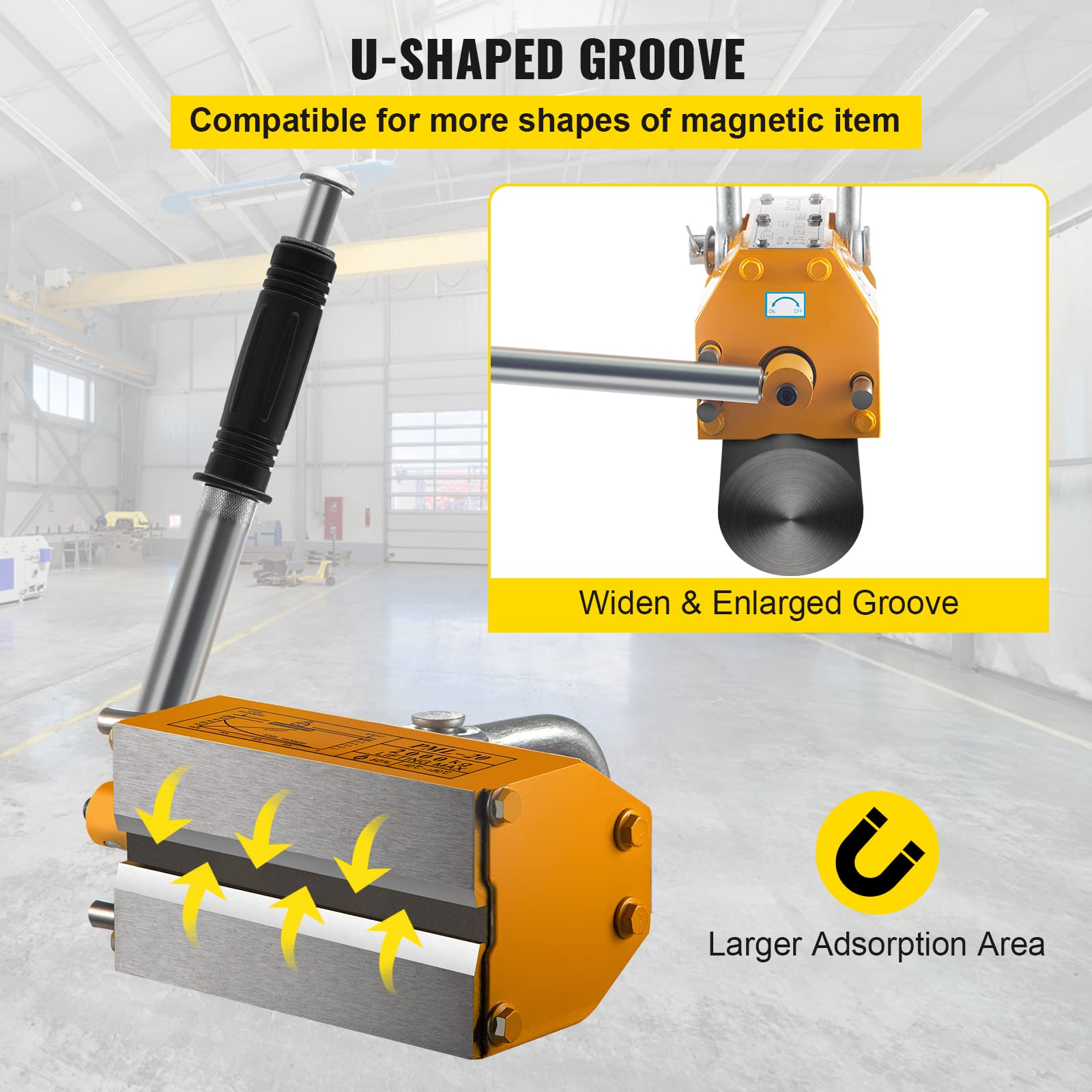 Mophorn Lifting Magnet with Release,4400 Lbs Pulling Force - Steel Magnetic Lifter,Neodymium - Permanent Lift Magnets,Heavy Duty - for Hoist, Shop Crane, Block, Board