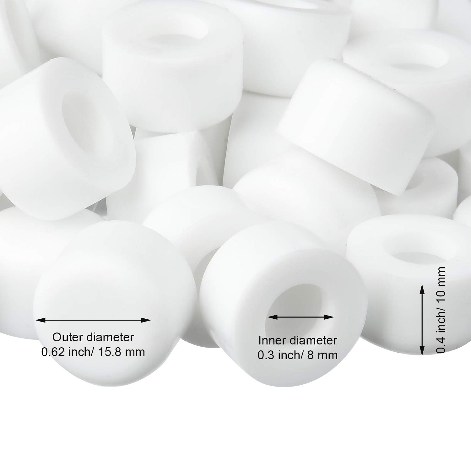 Outus 15 Pcs Rubber Door Stop Silicone Replacement Door Stop Caps Tips Bumpers for Wall and Floor Protection, Universal Size (White)
