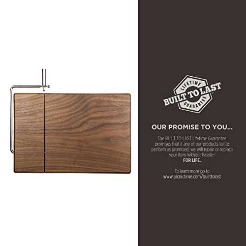 TOSCANA - a Picnic Time Brand Meridian Black Walnut Cutting Board with Cheese Slicer 12 x 10 x 12