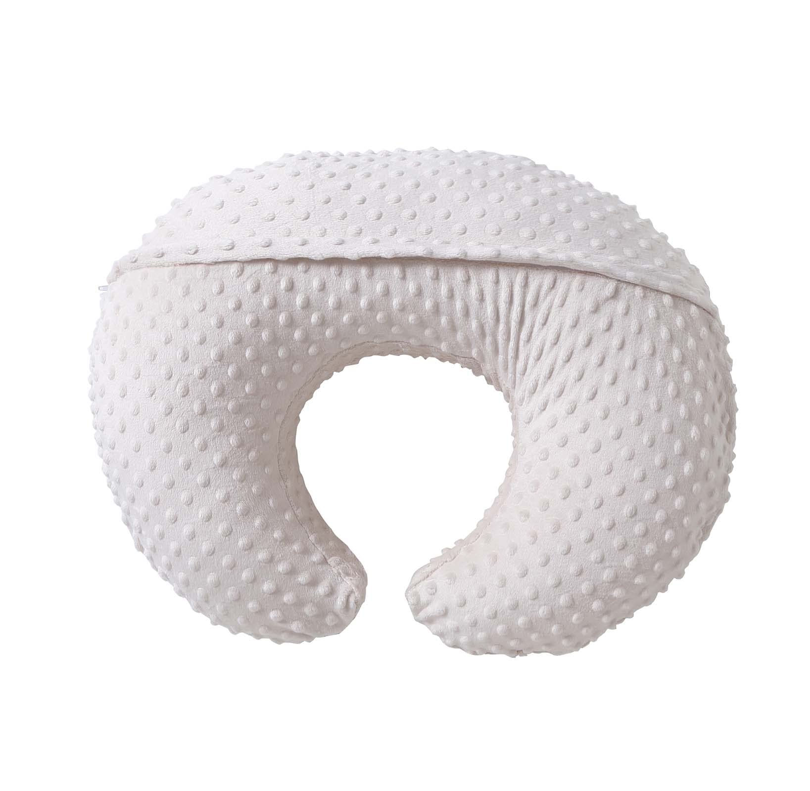 QUENESS Nursing Pillow and Positioner, Breastfeeding, Bottle Feeding, Baby Sitting Support with Removable Ultra Soft Minky Cover, Tummy Time Support for Baby Boys and Girls (Beige)