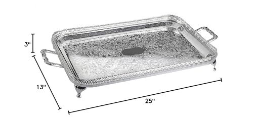 Plateau de service - plaquƩ argent 64x34cm
