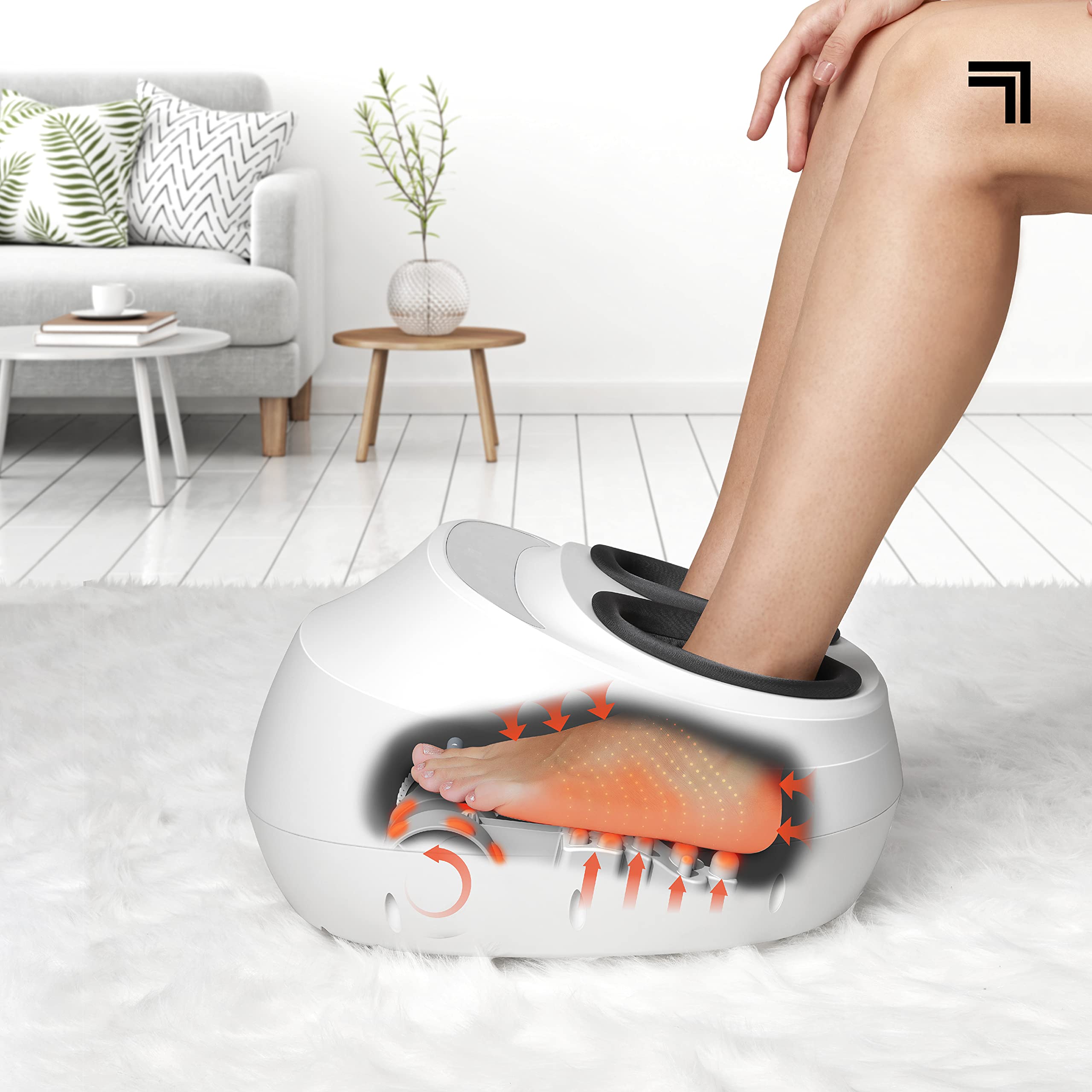 Sharper Image Shiatsu Foot Massager Rolling Massage with Air Compression, Relax Tired & Sore Toes with Heat Therapy, Adjustable Massage Levels, Fits up to Men’s 12/Women’s 14, Holiday Gift
