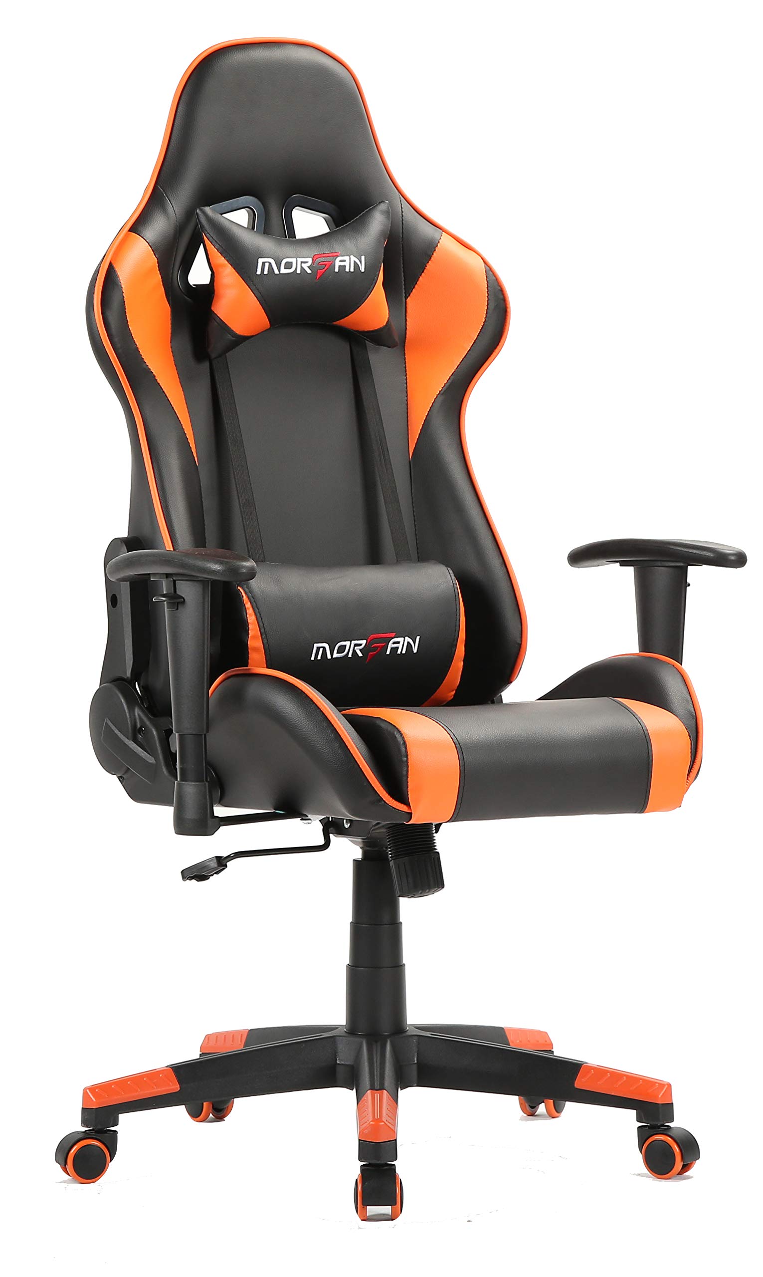 Morfan Gaming Chair New Size with Massage and Rocking Function Computer Office Racing Chair (Orange)