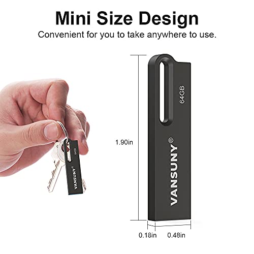 Vansuny 64GB Flash Drive Metal Waterproof USB Drive USB 3.0 Ultra High Speed Memory Stick, Portable Thumb Drive for PC/Tablets/Mac/Laptop