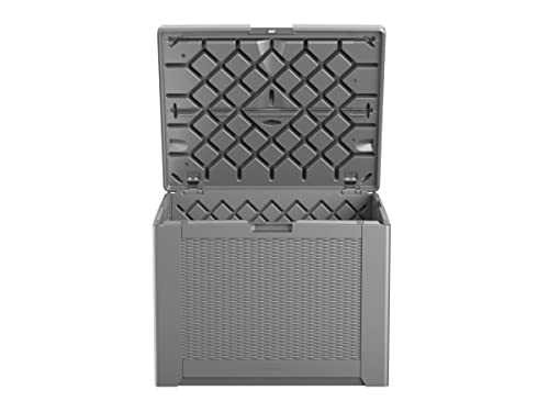 Rubbermaid Medium Resin Outdoor Storage Deck Box (74 Gal), Weather Resistant, Gray, Deck Organization for Home/Backyard/Pool Chemicals/Toys/Garden Tools/Porch/Patio Cushions