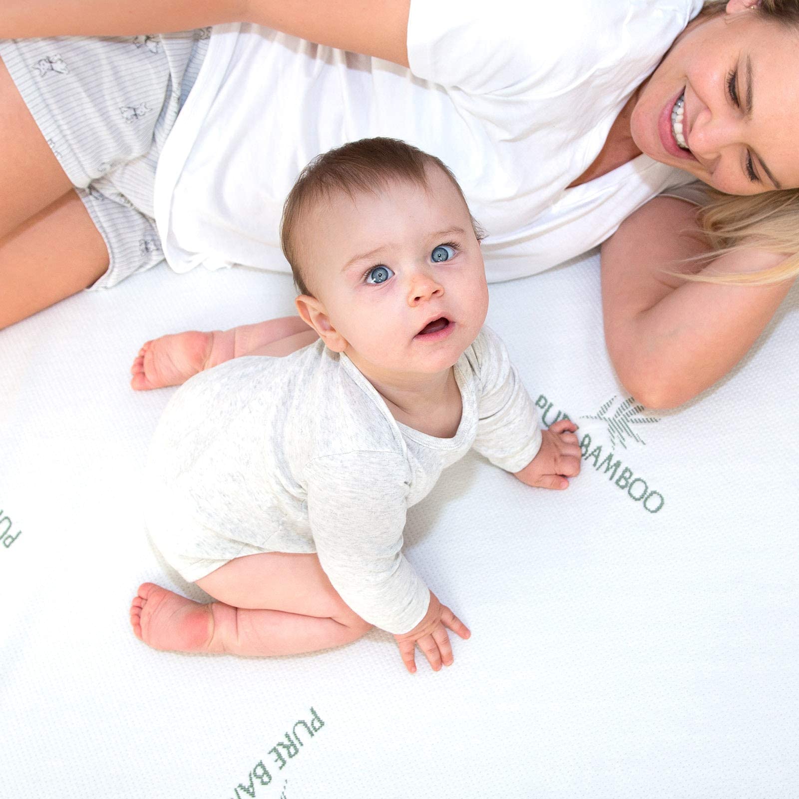 PURE BAMBOO Crib Waterproof Mattress Protector - Viscose Derived from Bamboo, Breathable Noiseless Mattress Cover Pad Protects Against Moisture & Stains - Fits 52x28x6 inch Crib Mattress (Crib)