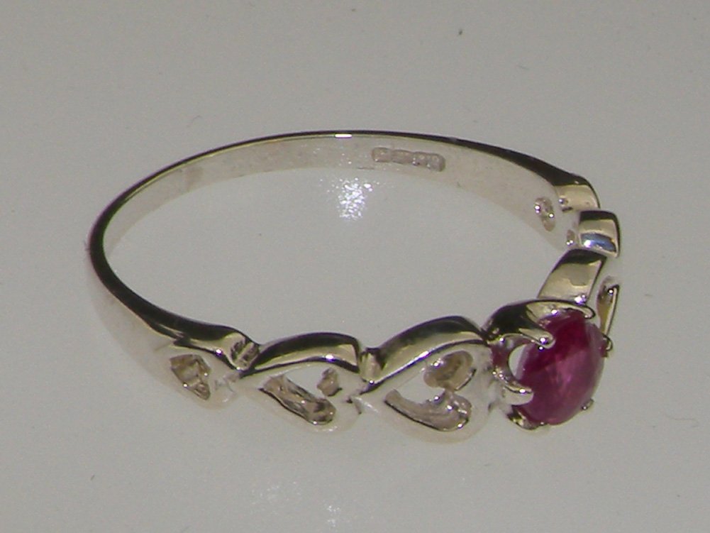 LetsBuyGold 925 Sterling Silver Real Genuine Ruby Womens Band Ring - Size 4