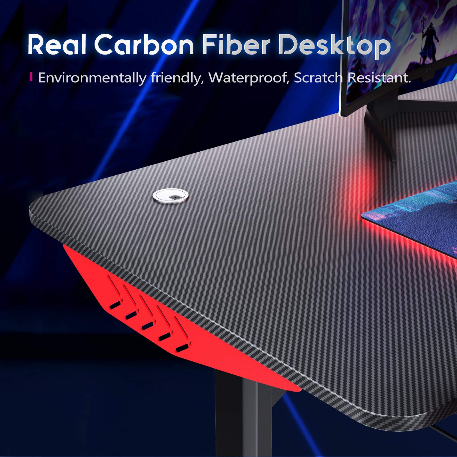 MOTPK Large L-Shaped Gaming Desk, 60 inch Corner Computer Gaming Desk, Writing Studying Table PC Laptop Workstation for Home Office, with Mouse Pad and Cup Holder