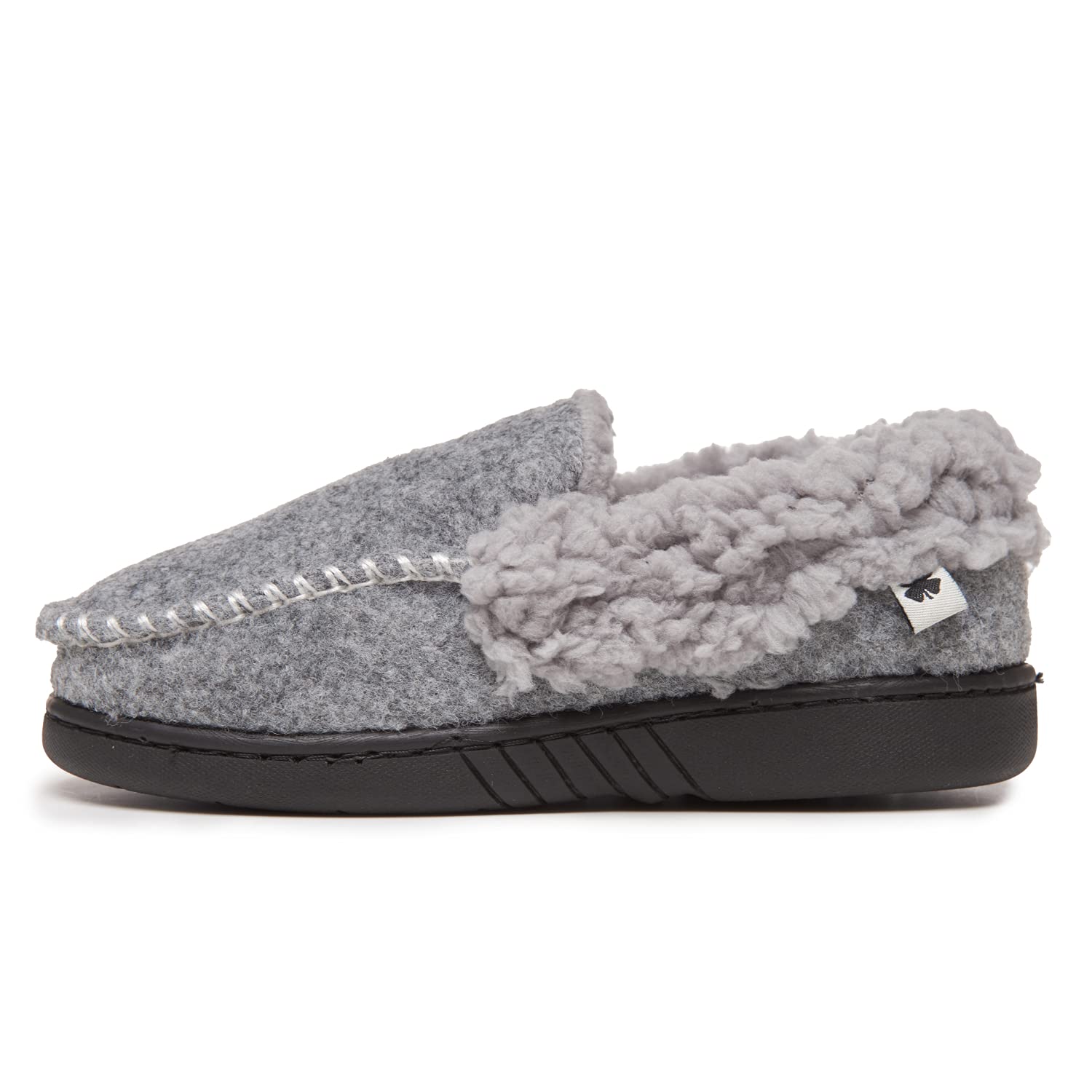 Lucky Brand Boy's Faux Wool A-line House Shoes for Kids, Memory Foam Slippers, Grey, 6