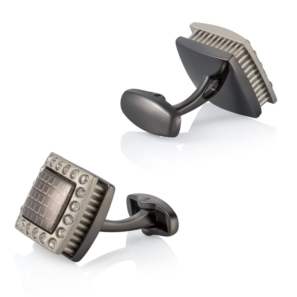 Square Double Layer Alloy Cufflinks Foreign Trade Men's French Cufflinks (Color : B, Size : One Size) (A One Size)