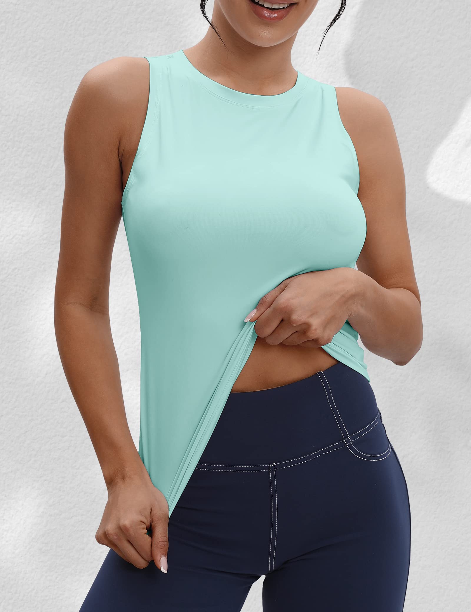 VOOVEEYA Ruched Workout Tops for Women Open Back - Going out Crop Tops Backless Yoga Tops Tie Back(Tops Light Green-M