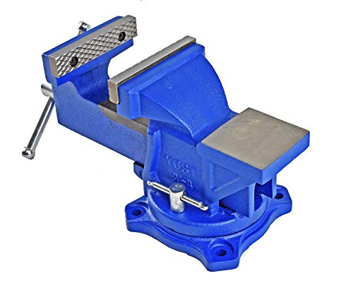 Yost Vises Tool 4-Inch Workshop Duty Bench Vise, Model BV-4, with 120-Degree Swivel Base, Blue