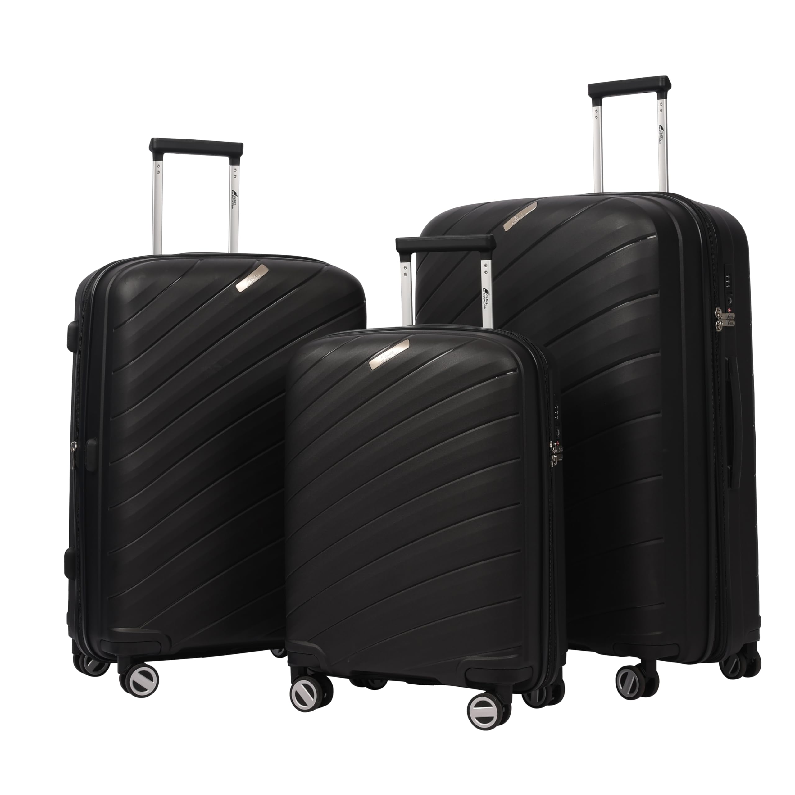 M Camel Mountain Luggage Sets 3 Piece Expandable Hardshell Suitcases with Wheels, Polycarbonate Lightweight Carry-On Luggage Set with TSA Lock Blue
