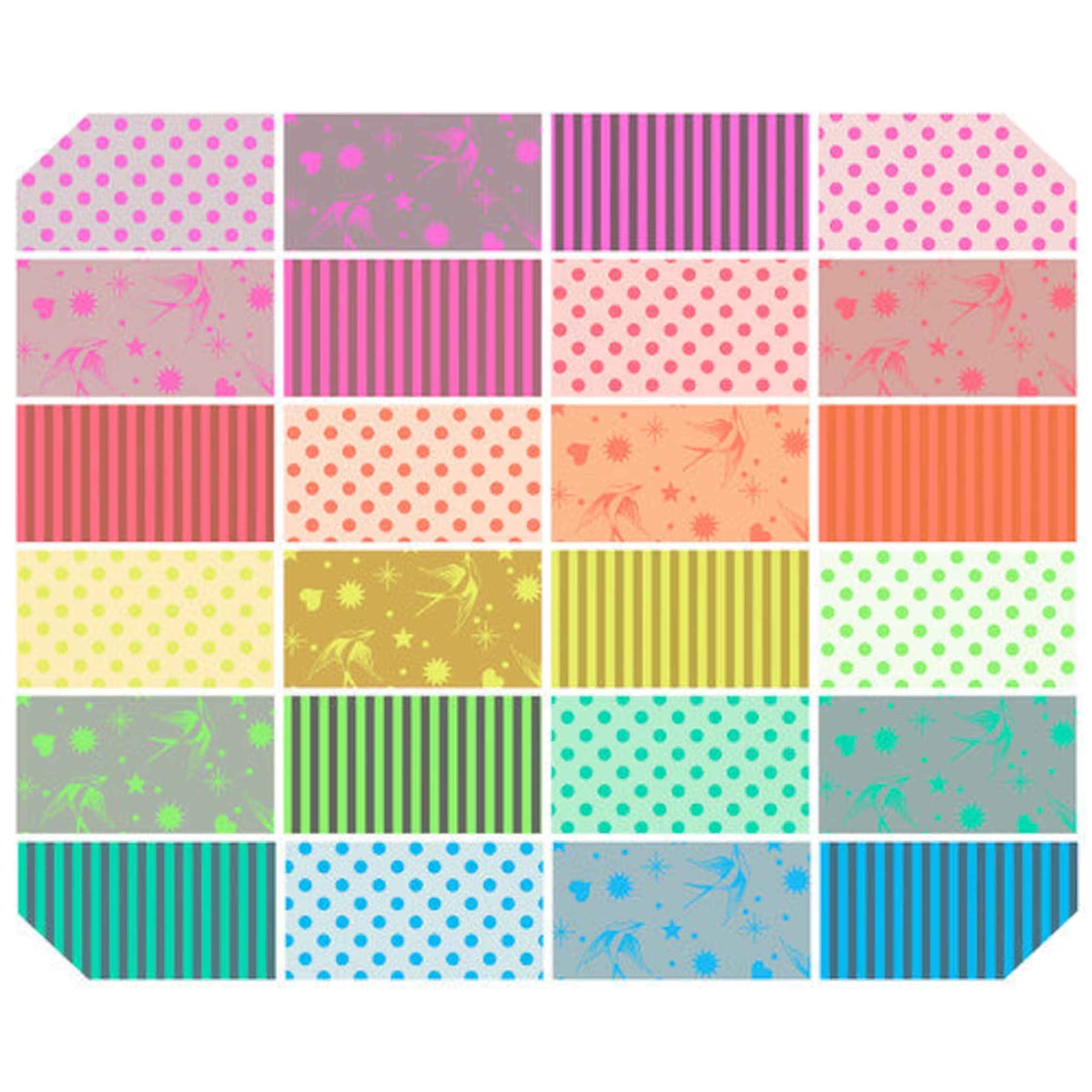 Neon True Colors 5" Charm Pack by Tula Pink for Free Spirit Fabrics 42 5" Fabric Squares