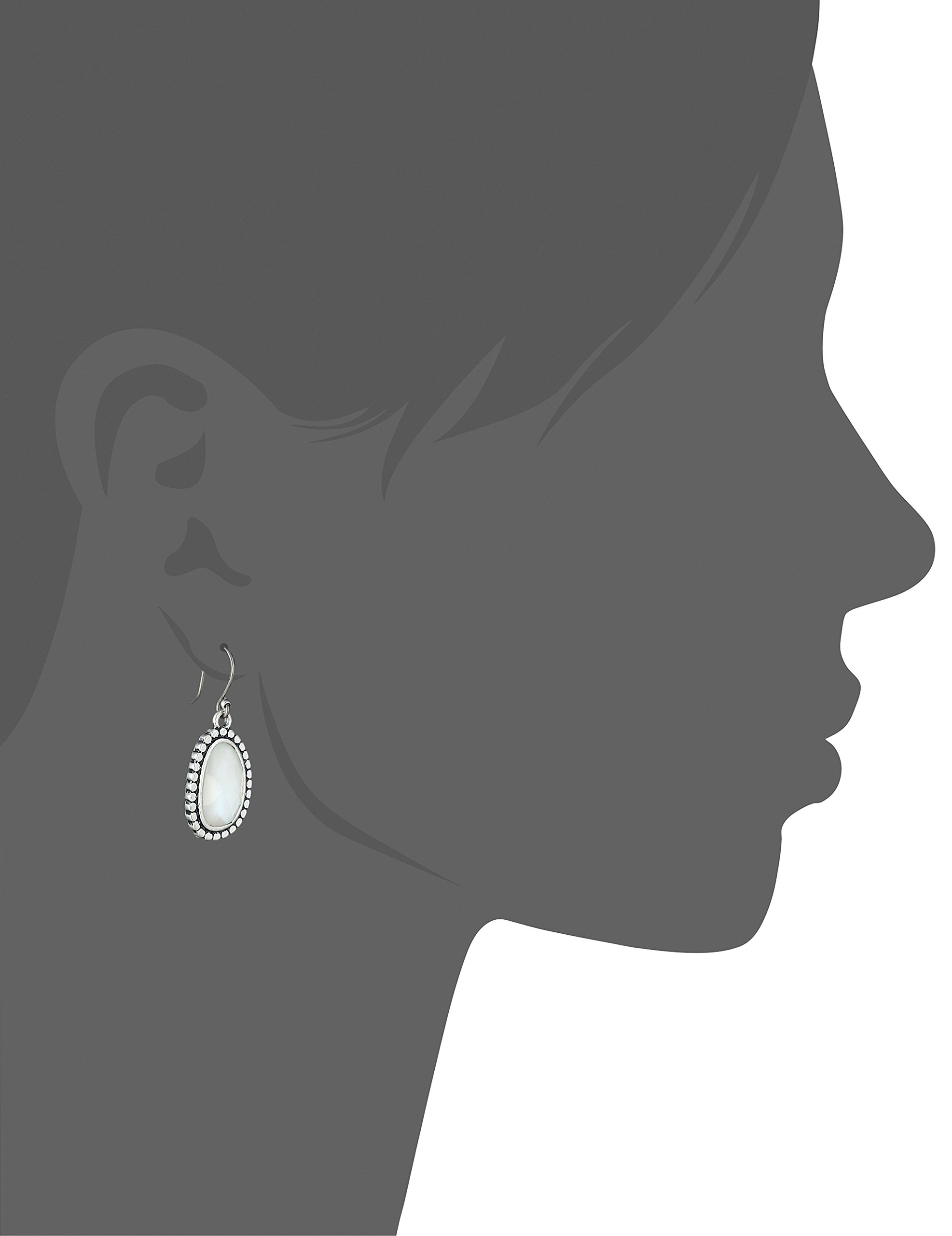 Lucky Brand Silver-Tone Imitation Pearl Oval Drop Earrings