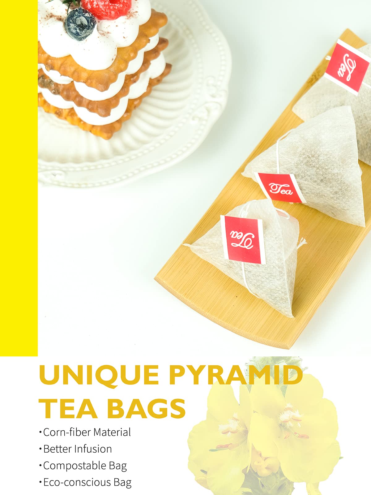 TeeLux Mullein Leaf Tea Bags, 3g/Bag, Natural Mullein Leaves, Caffeine Free, Pure Mullein Herbal Tea, 30 Tea Bags