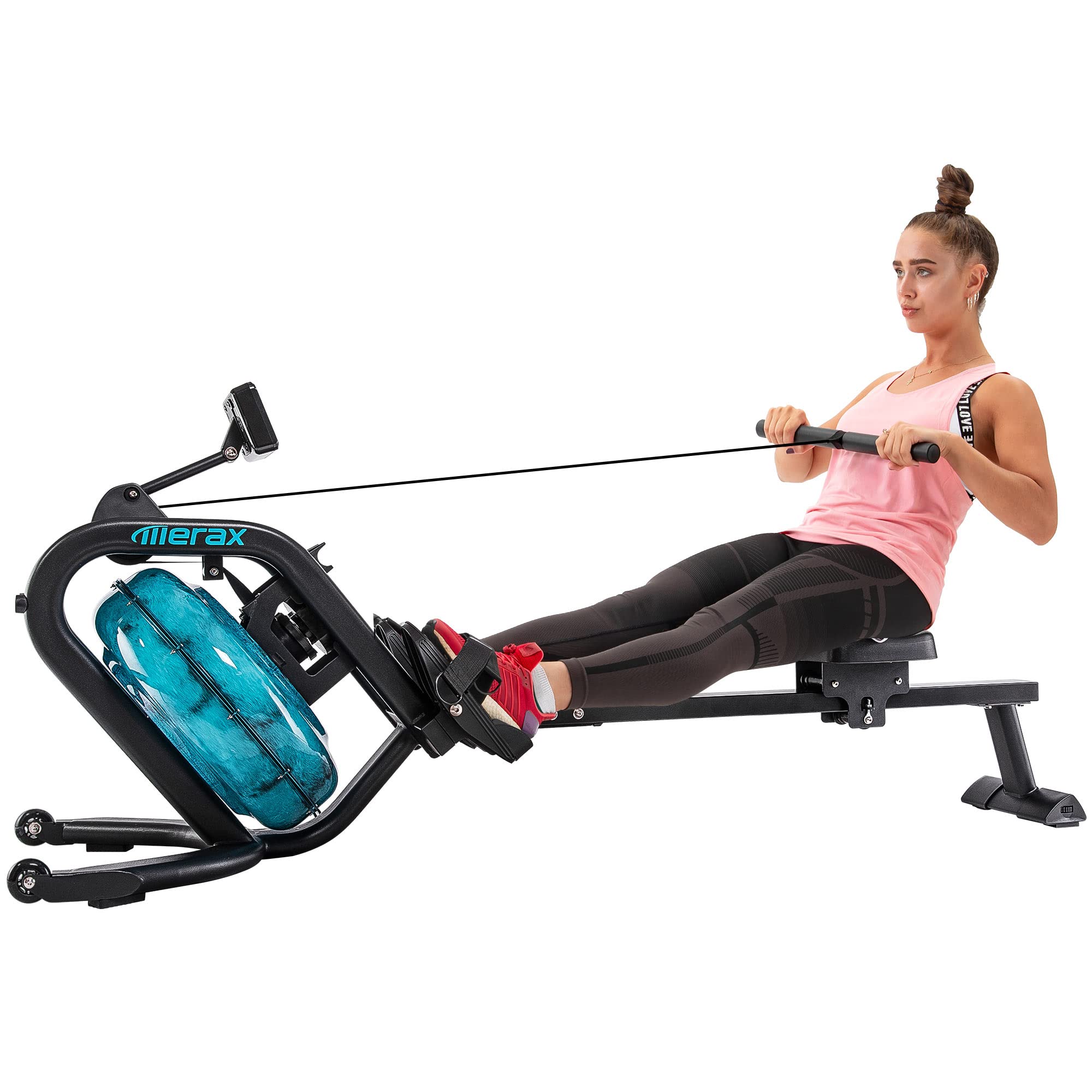 Merax Water Rower Foldable Rowing Machine 400 LBS Home Gym Cardio Fitness Equipment Water Resistance