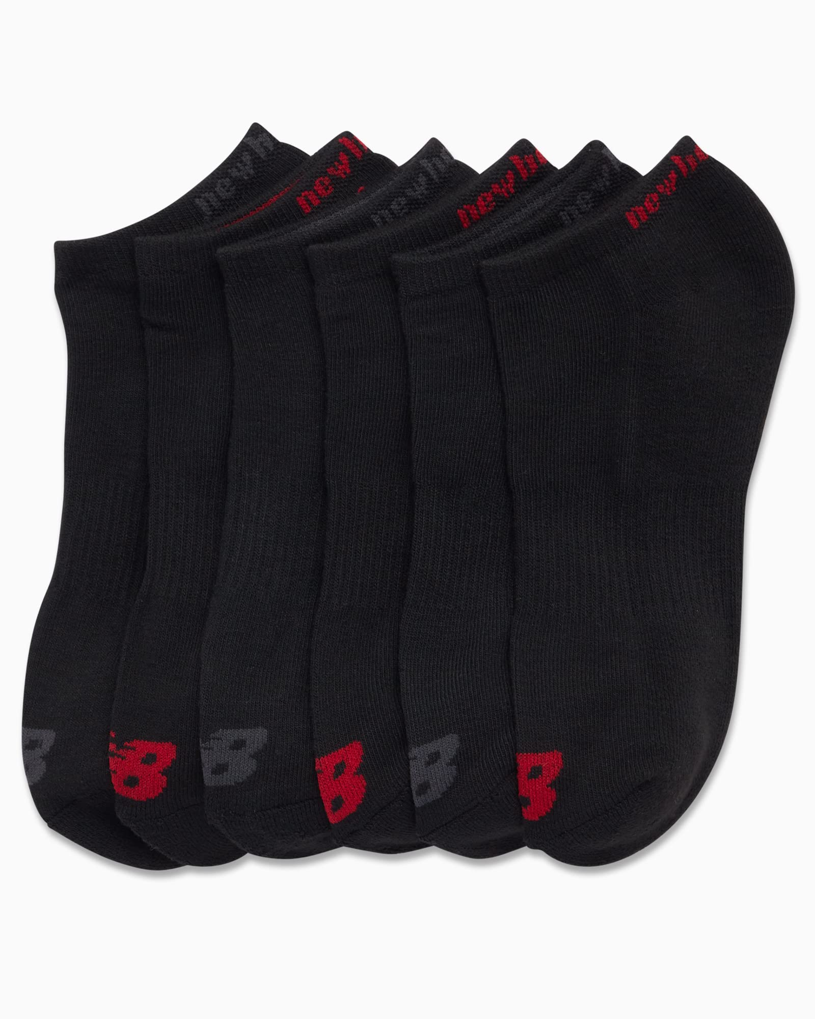 New Balance Men's Low Cut Basic 6-Pack Socks, Size 6-12.5, White/Grey