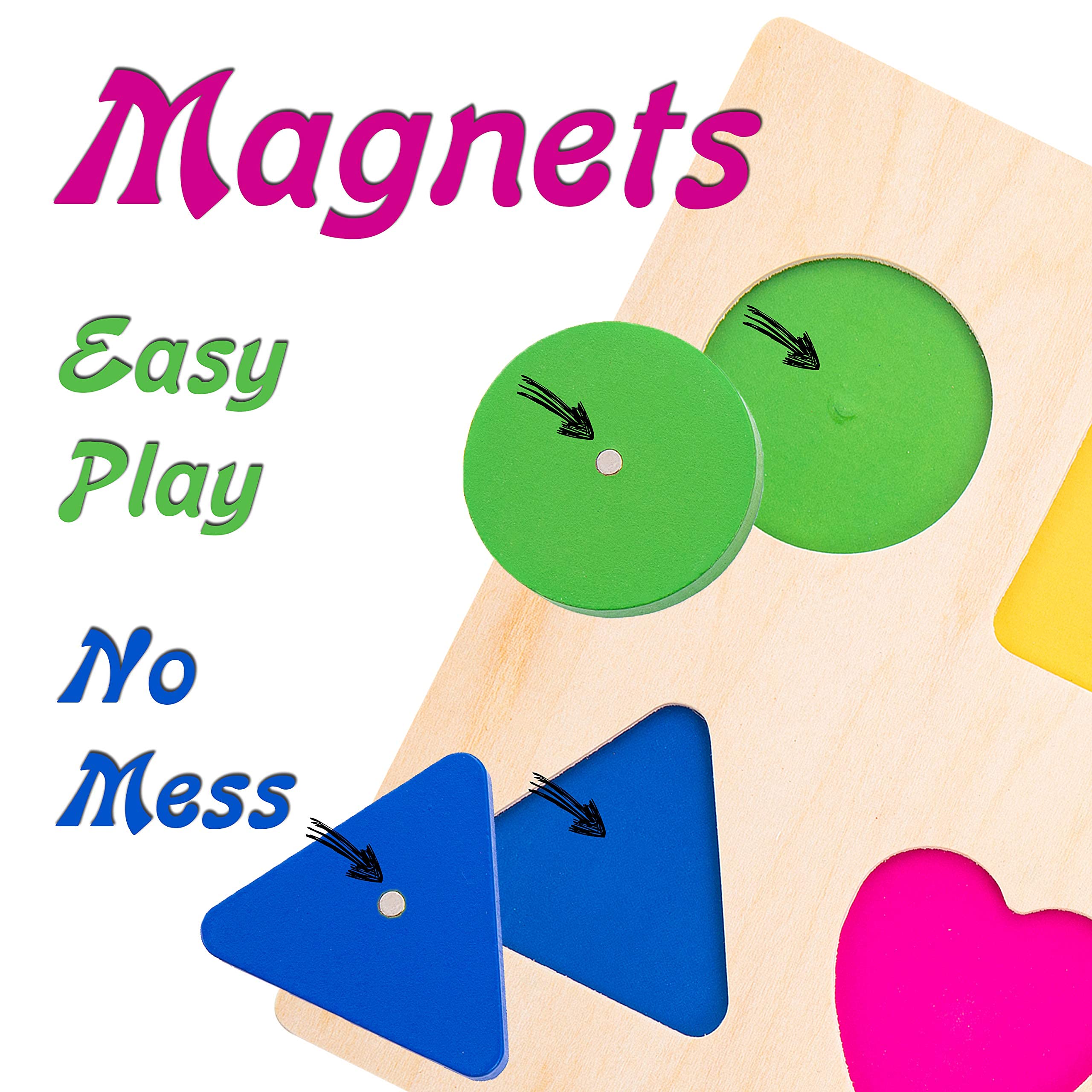 Magnetic Wooden Educational Shape Puzzle - Learn Colors & Shape Recognition Toy β Toddler Preschool Game β Kids Montessori Education