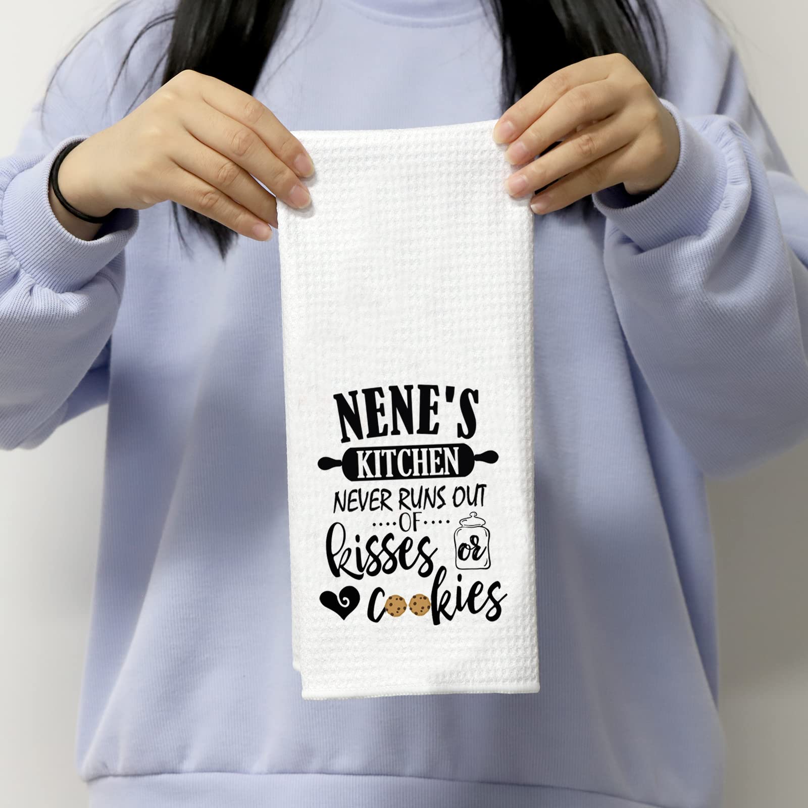 POFULL Nene Gift for Nene’s Kitchen Never Runs Out of Kisses and Cookies Dish Towel (Nene Towel)