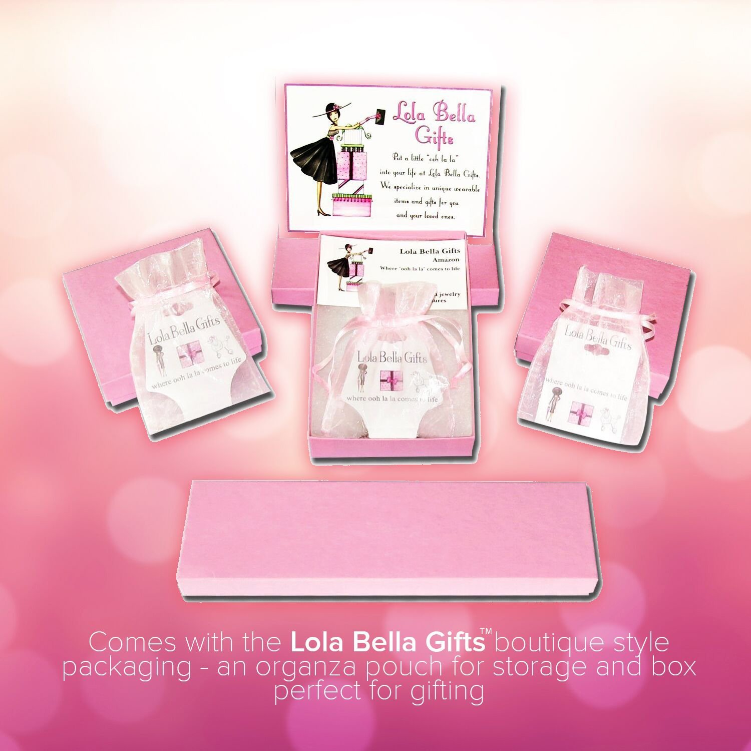Lola Bella Gifts Pink Flamingo Crystal Bracelet with Gift Box