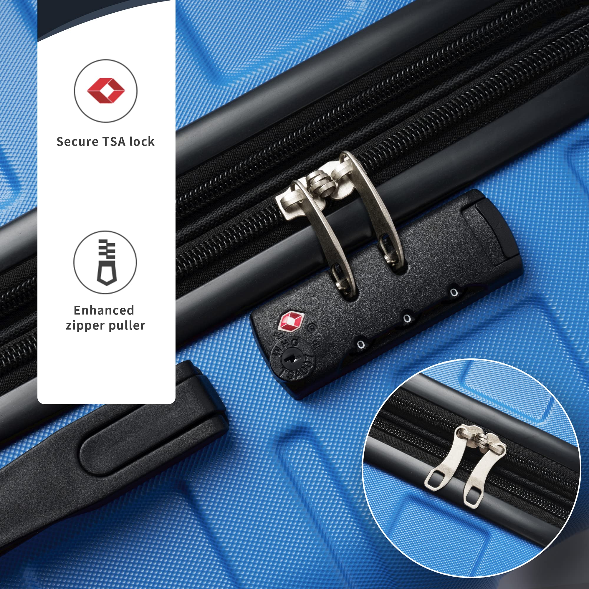 Merax Unisex-Adult (Novelty and Luggage Spinner Expandable Hardshell Lightweight Abs Suitcase 20”24”28”, 3 Pcs Set-Blue, One_Size