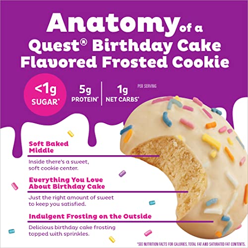 Quest Nutrition Birthday Cake Frosted Cookies, 8 Count (Pack of 3)