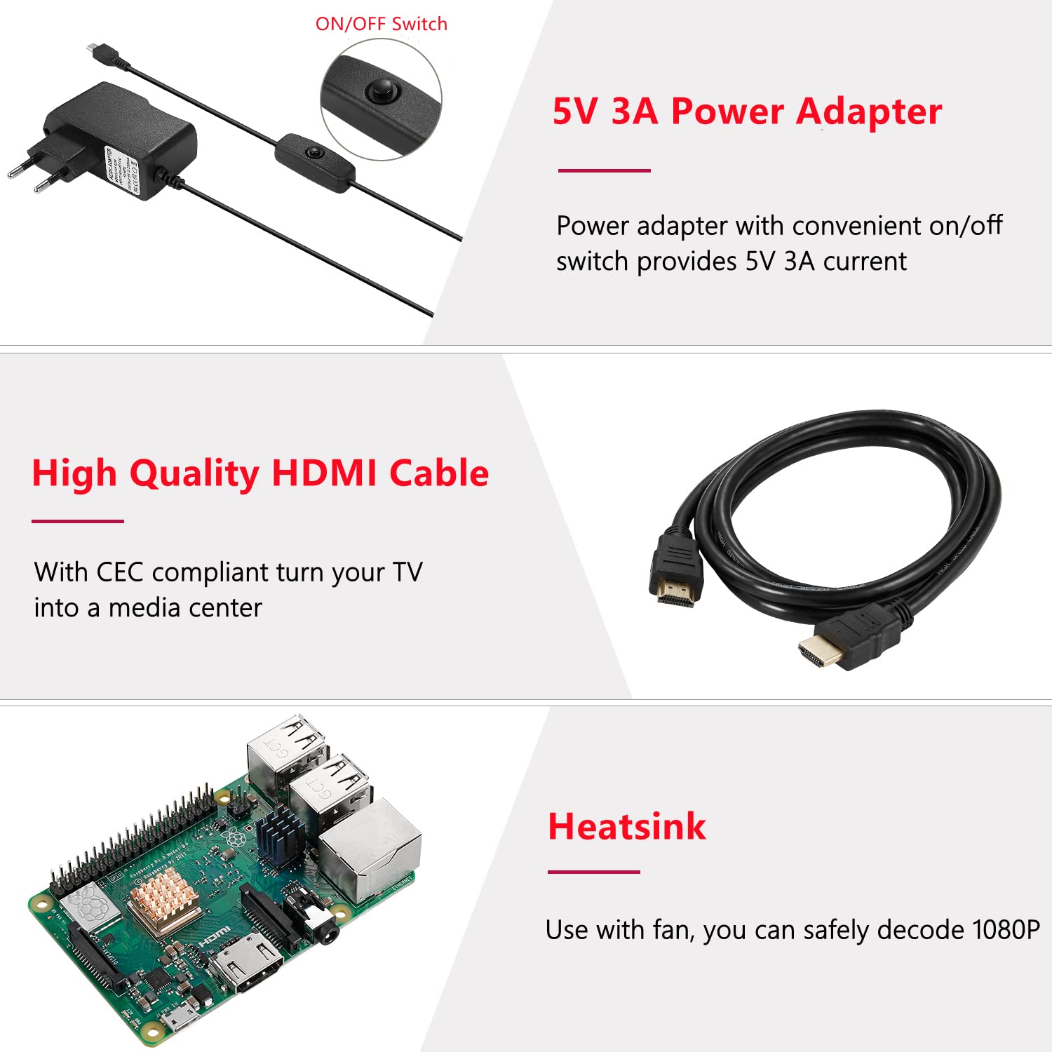 Vemico Raspberry Pi 3 Model B+ Kit with Pi 3 B+ Board,Pi 3 B+Case,Heatsinks,32GB Card,Card Readers,Micro HD Out Cable,Network Cable,Power Supply,Cooling Fan,Screwdriver