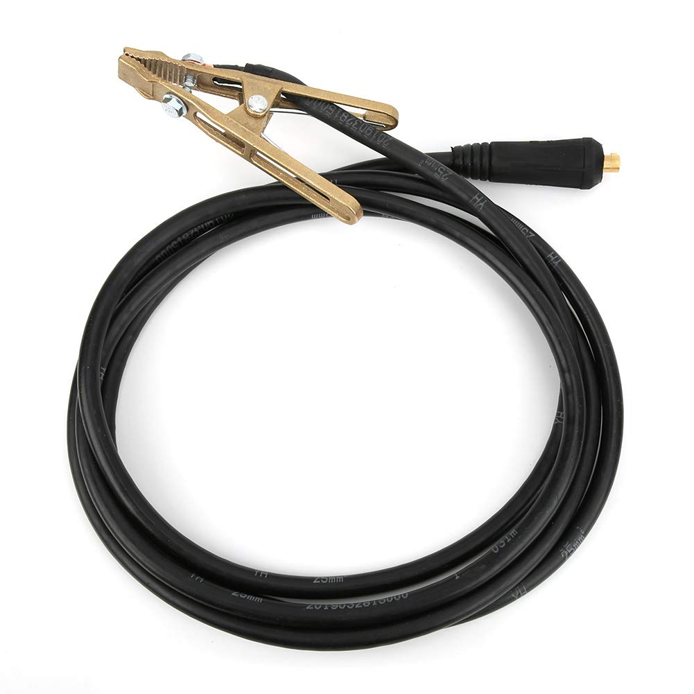 Welding Ground Clamp Lead Assembly, TIG Plasma A Type Grounding Clip 260A Welding Brass Ground Clamp MMA ARC Welder Earth Clamp 3Meter 25mm²