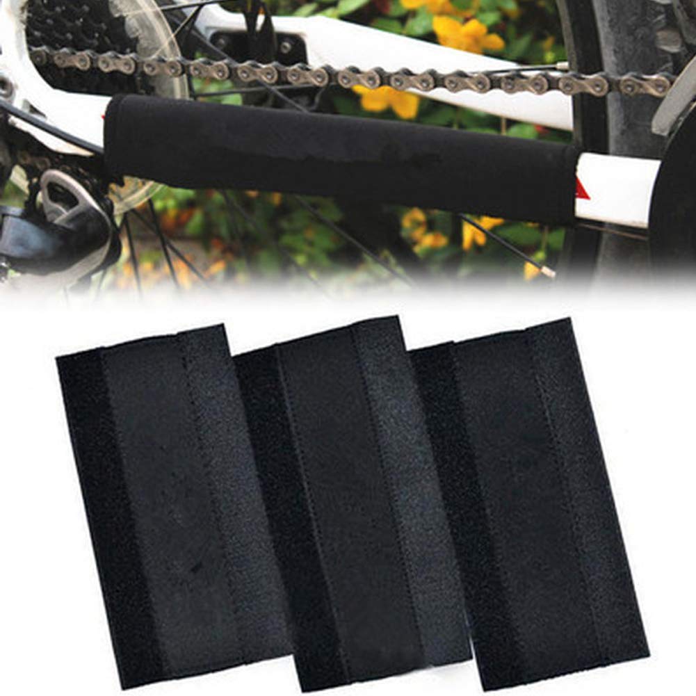 Mantain 3 Pcs Bike Chainstay Protector Bicycle Frame Chain Nylon Protective Guard Pad Black 8.25" x 4"