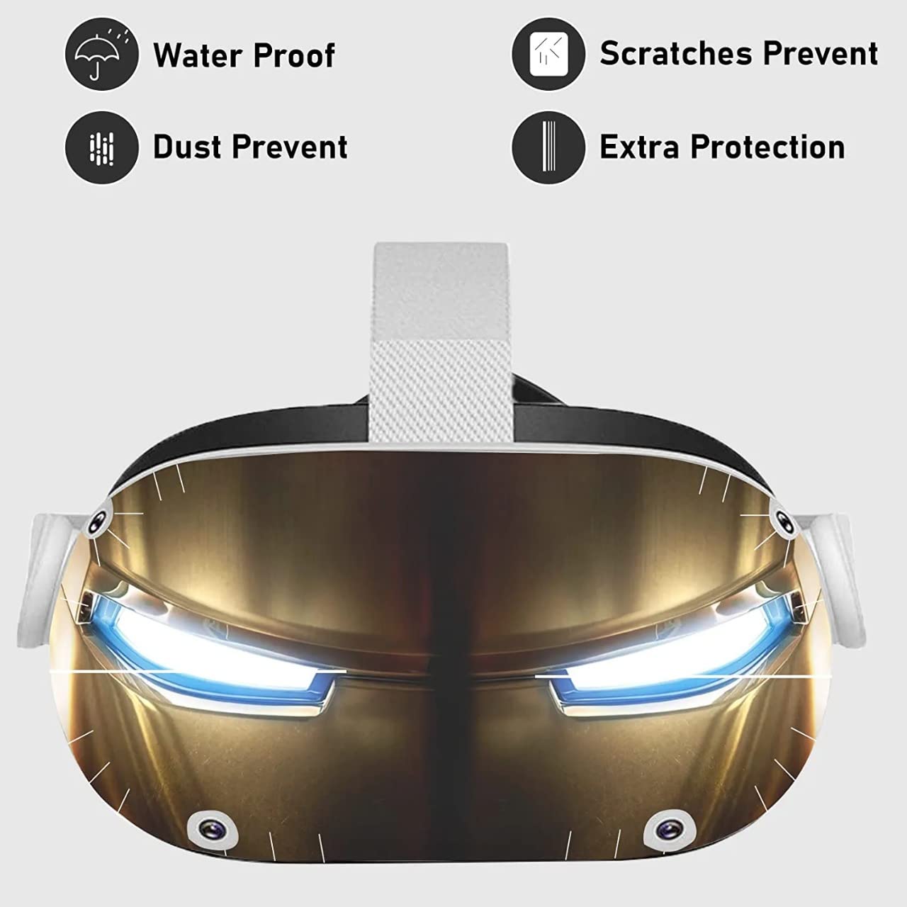 VR Headset and Controller Skin for Oculus Quest 2 , Vinyl Decal Stickers for Oculus Quest 2 VR Headset and Controllers, Virtual Reality Protective Decal Skin - Iron Eye