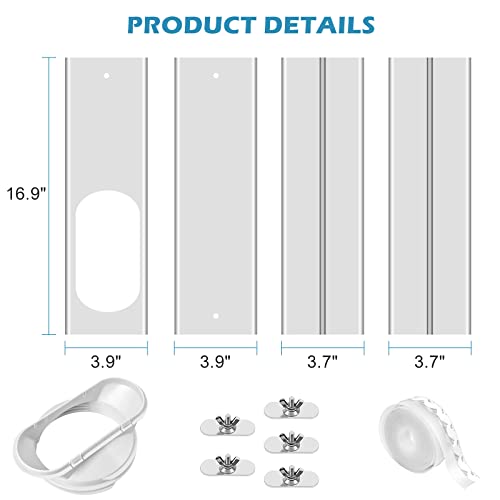 Vquand Portable AC Window Kit, AC Window Seal Max Adjustable Length 61" for Vertical & Horizontal Sliding Window,Window Vent Kit for 5.1"&5.9" Exhaust Hose