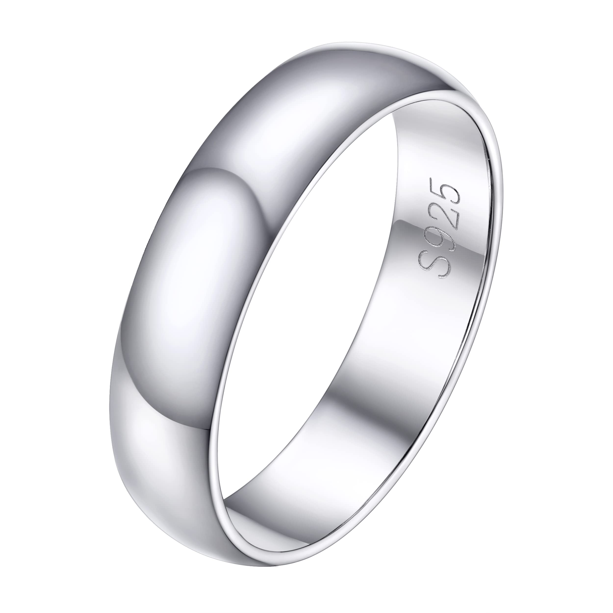 PROSILVER 5mm Sterling Silver Pinky Rings For Women Simple Ring Band Size 4
