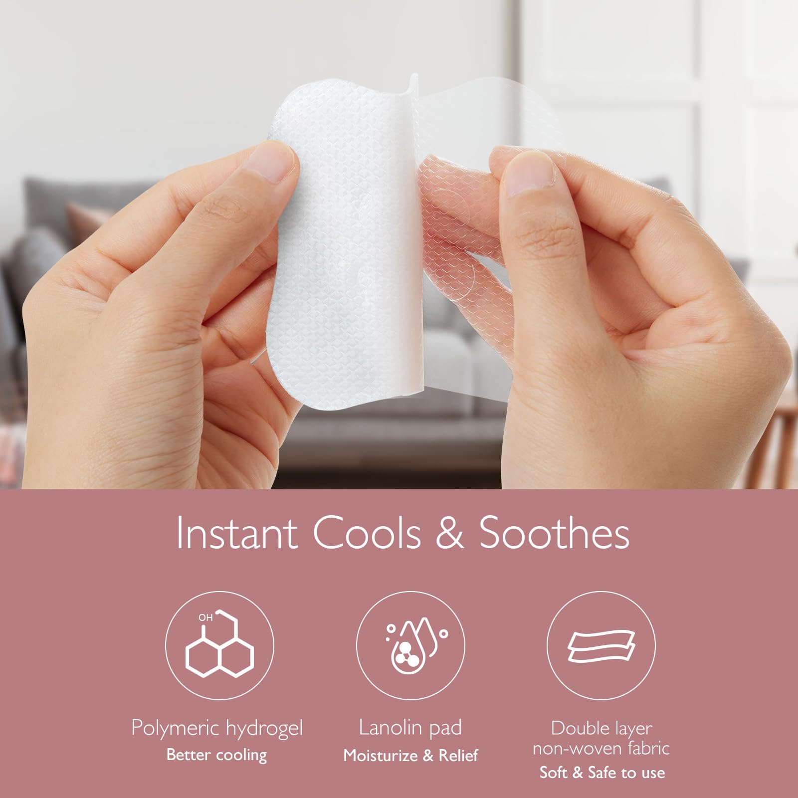 Momcozy Soothing Gel Pads, Instant & Long Cooling Relief for Sore Nipples, Made Without BPA, Hydrogel Pads with Lanolin for Breastfeeding, 6 Count