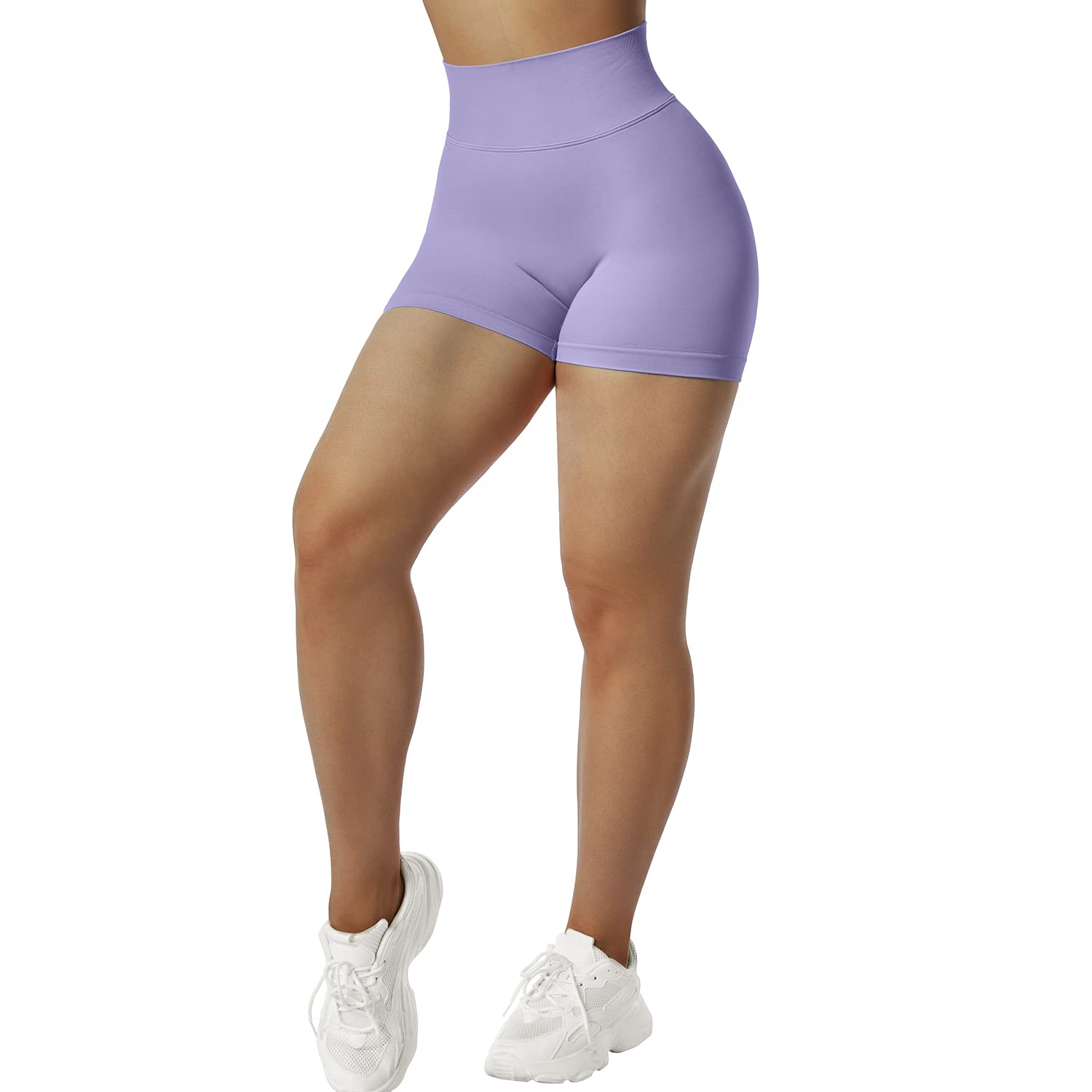 RUUHEE Women Seamless Scrunch Butt Contour Yoga Short 5" High Waist Booty Workout Biker Shorts(Small,Leopard)