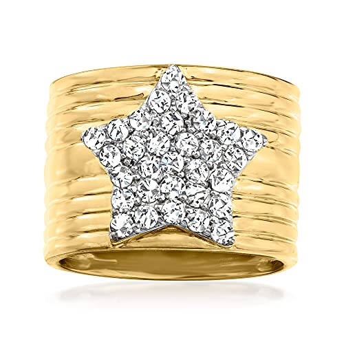 Ross-Simons 1.00 ct. t.w. Diamond Star Ring in 18kt Gold Over Sterling. Size 8