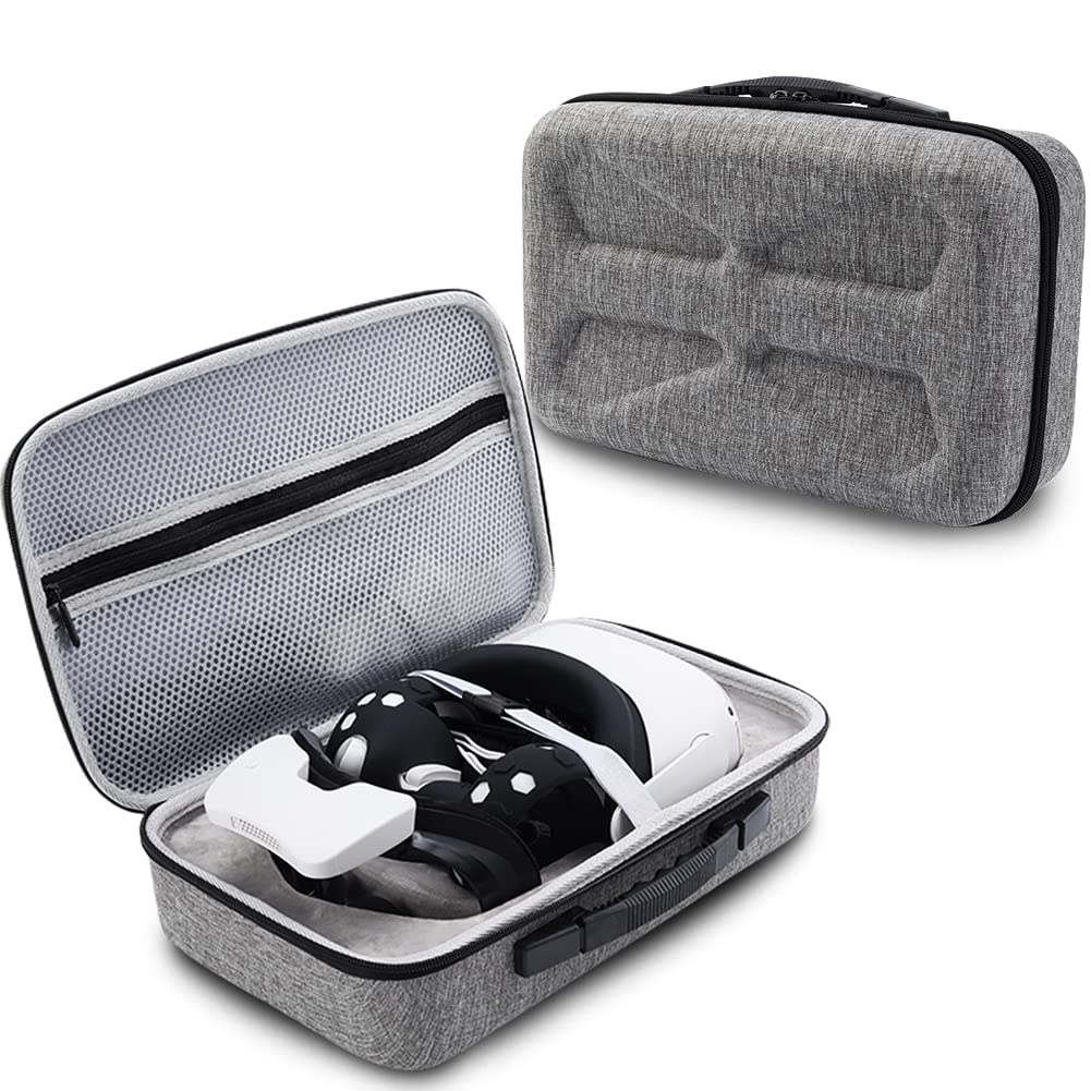 Vrbort Quest 2 Carrying Case Portable Cover for VR Headset with Elite Strap and Touch Controllers Accessories Hard Protection, Grey