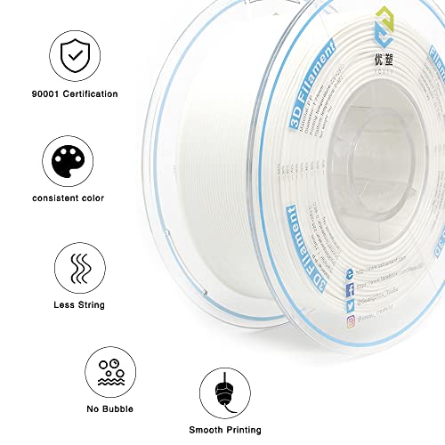 YOUSU Polypropylene PP Filament, 1.75mm 3D Printer Filament for FDM 3D Printers, 1kg (2.2lbs) 5 Pcs Build Sheet Included, Semi-Flexible Ultra Tough Filament, White