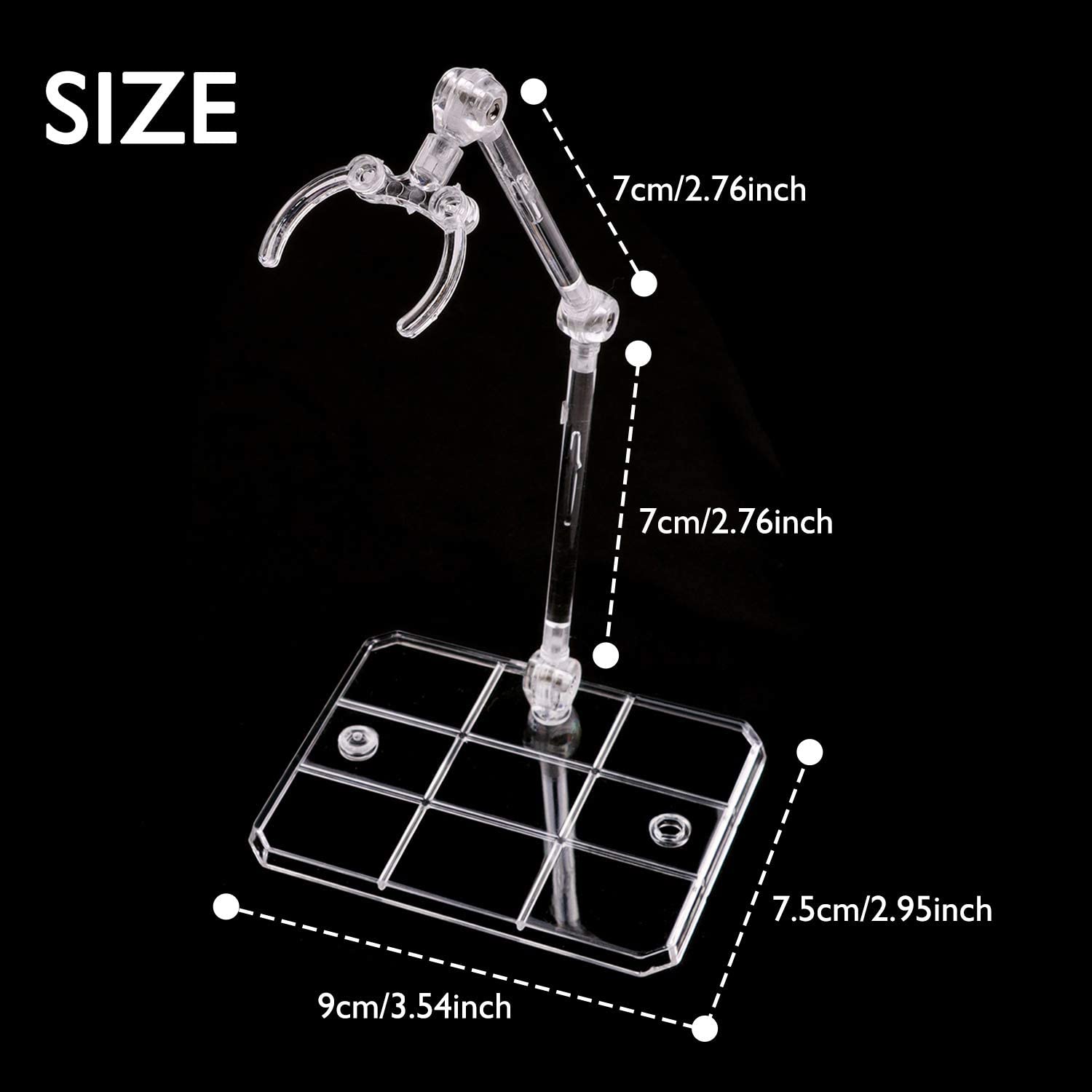 Migaven Action Figure Stand, 10pcs Assembly Action Figure Display Holder Base Doll Model Support Display Stand Compatible with HG RG SD SHF Gundam 1/144 Toy Clear