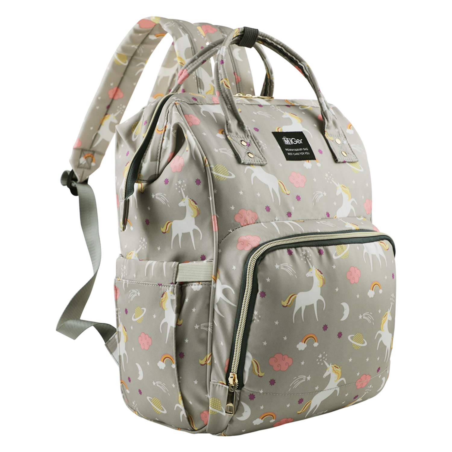 MIGER Diaper Bag Backpack for Girls Boys Multi-Function Unicorn Baby Nappy Bag