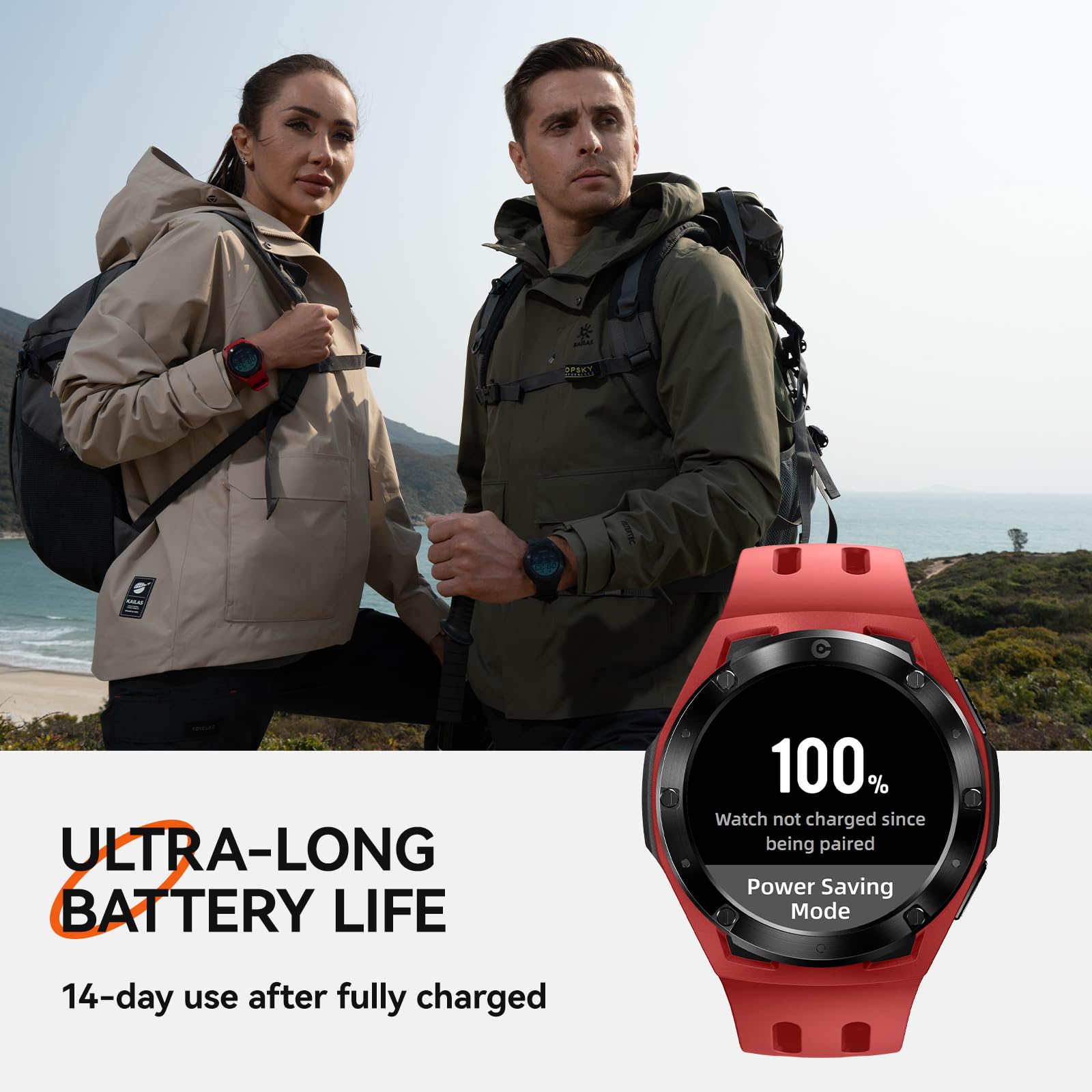 Mentech Xe1 Smartwatch, Lightweight Fitness Tracker with 1.2β Touch Screen, 110 Sport Modes, GPS, Sunlight-Visible, 5ATM Waterproof, 14-Day Battery Life, for Android and iOS Phones