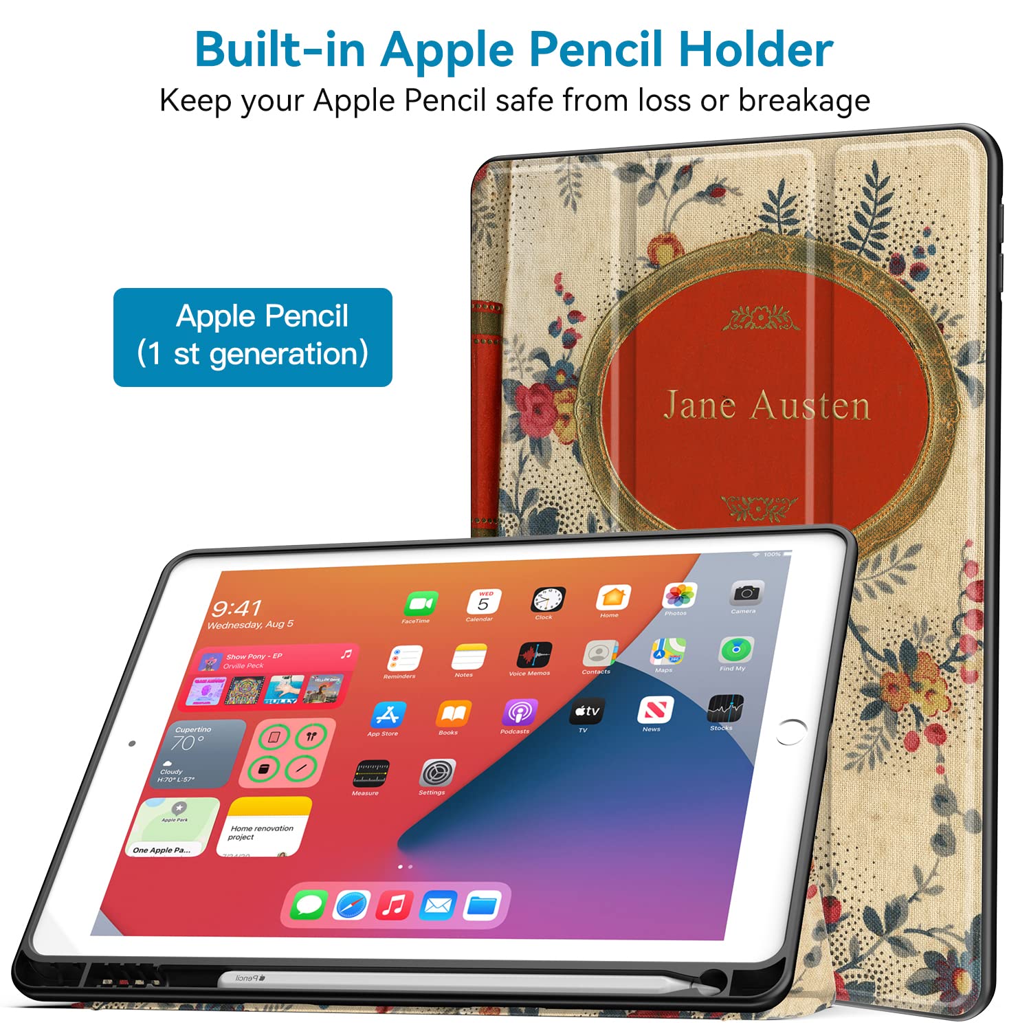 MERRO Case for iPad 9th Generation/iPad 8th Generation/iPad 7th Generation with Pencil Holder,Slim Shockproof Protective Tablet Cover with Stand for iPad 10.2 Inch 2021/2020/2019,Turquoise