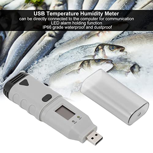 USB Temperature Data Logger, Waterproof Digital Humidity Temperature LCD Datalogger, Reprogrammable Temperature and Dew Point Sensor Pen, Hygrometer Recorder for Cold Chain