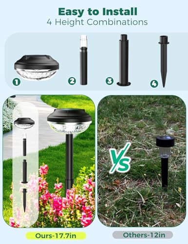 Staffzille Solar Pathway Lights 8 Pack, Solar Lights Outdoor Waterproof IPX5, 200lm Brightness Up to 10 Hours Auto On/Off Decorative Solar Lights for Outside Garden, Landscape, Yard, Patio, Driveway