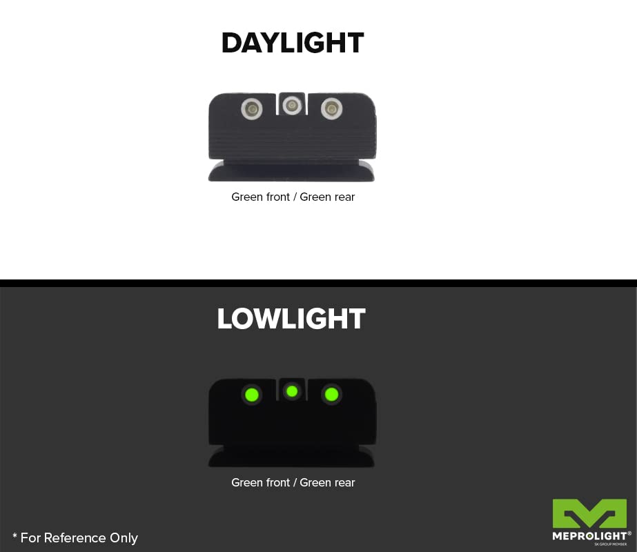 MEPRO Tru-Dot Adjustable Night tritium Sights Compatible with HK USP Full Size Tactical Expert Model Green tritium dots Glow on Sight self Illuminated Meprolight Fixed Metal Sights