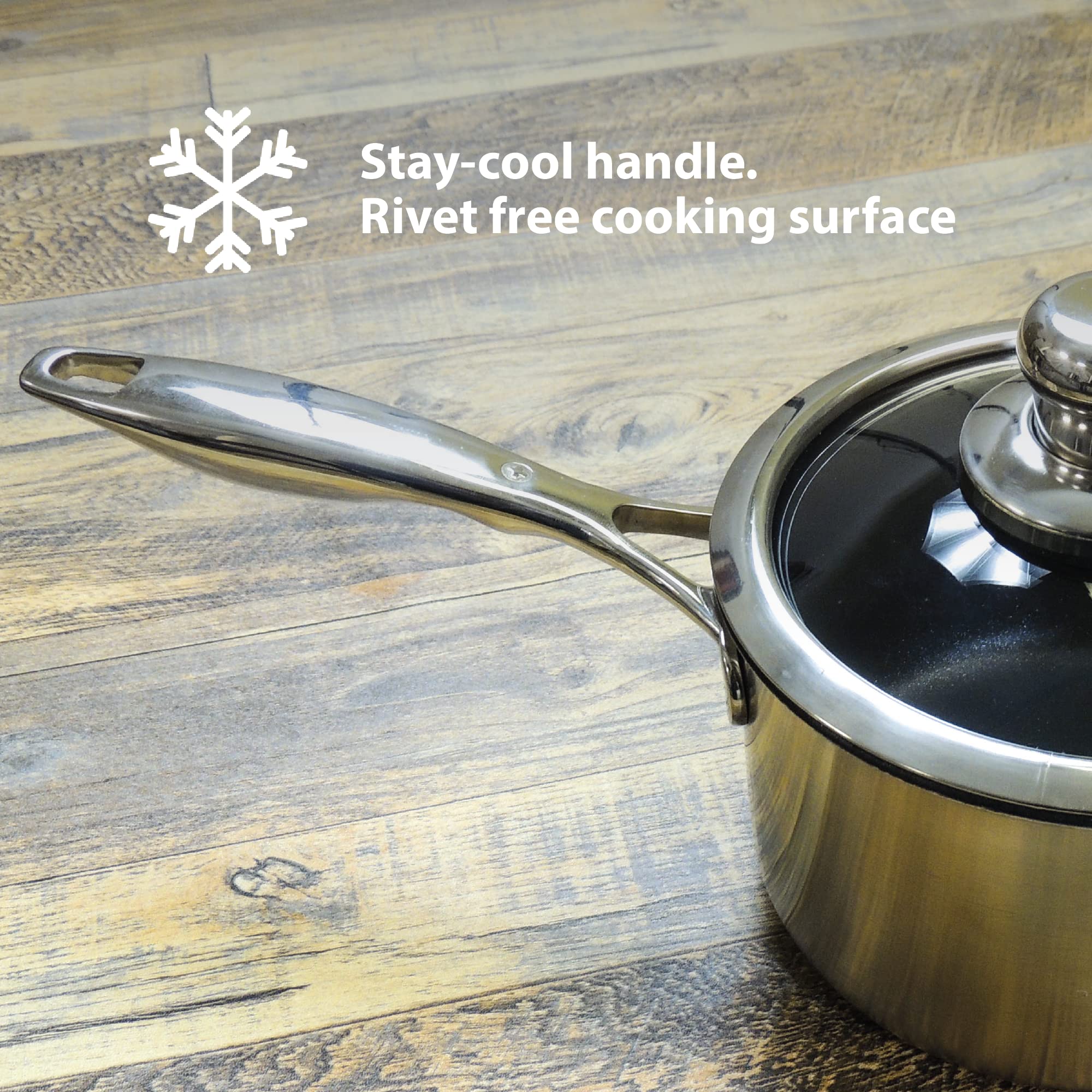 Swiss Diamond 8 Inch Stainless Steel Nonstick Fry Pan, Induction Compatible Skillet, Dishwasher and Oven Safe